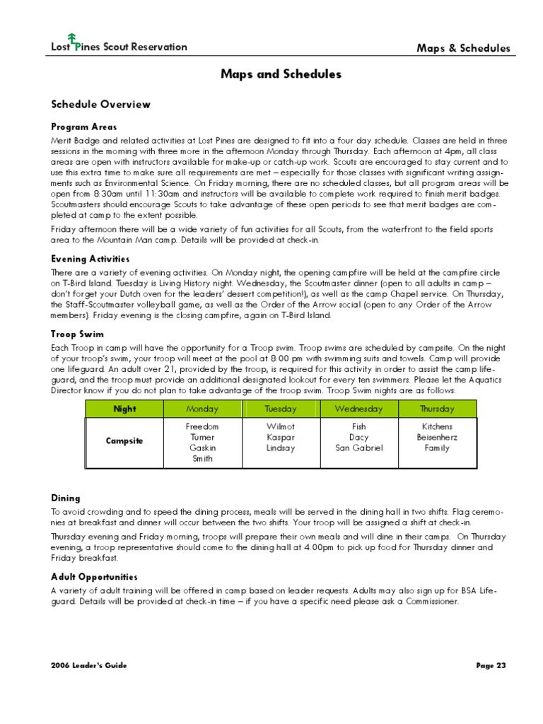 Lost Pines BSA Camp Map | Boy Scouts Of America | Scouting