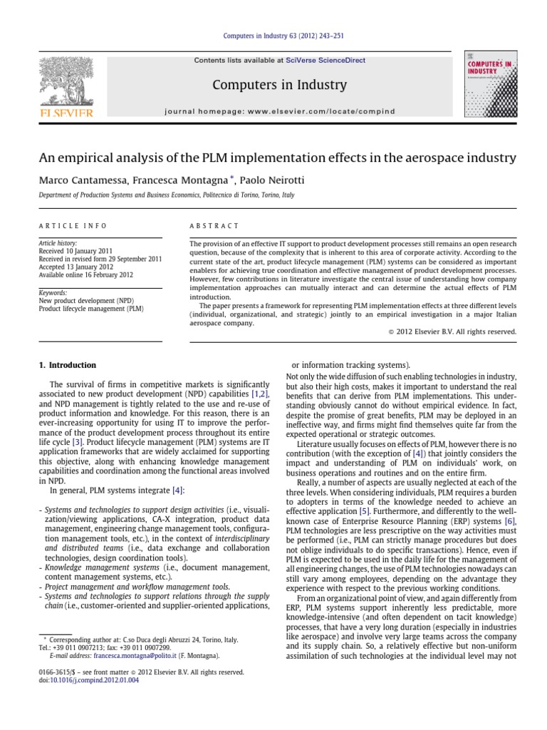 An Empirical Analysis of The PLM Implementation Effects in The Aerospace Industry | PDF ...