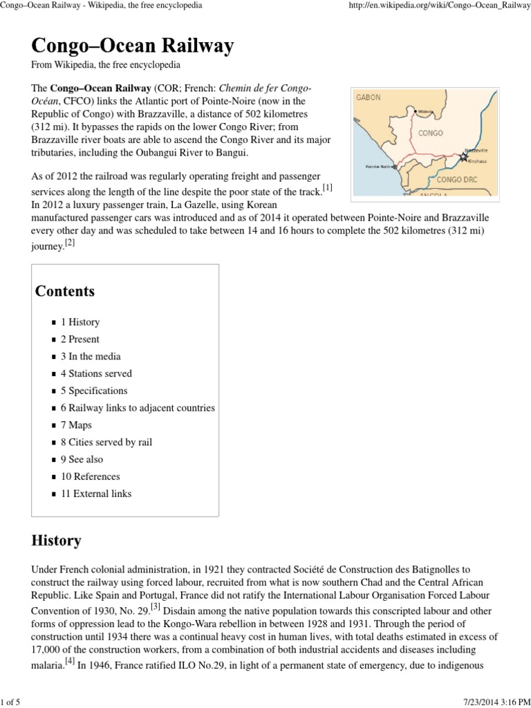 Congo-Ocean Railway - Wikipedia, The Free Encyclopedia | PDF ...