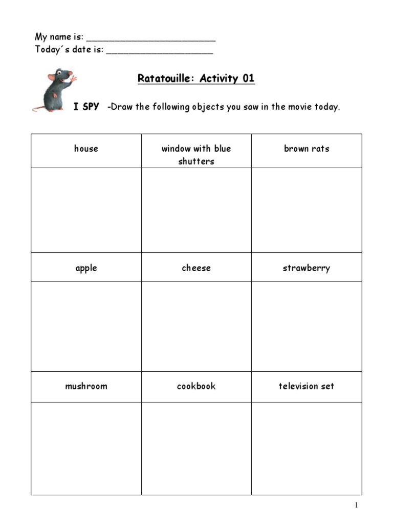 Ratatouille Activity Pages | PDF | Chef | Soup