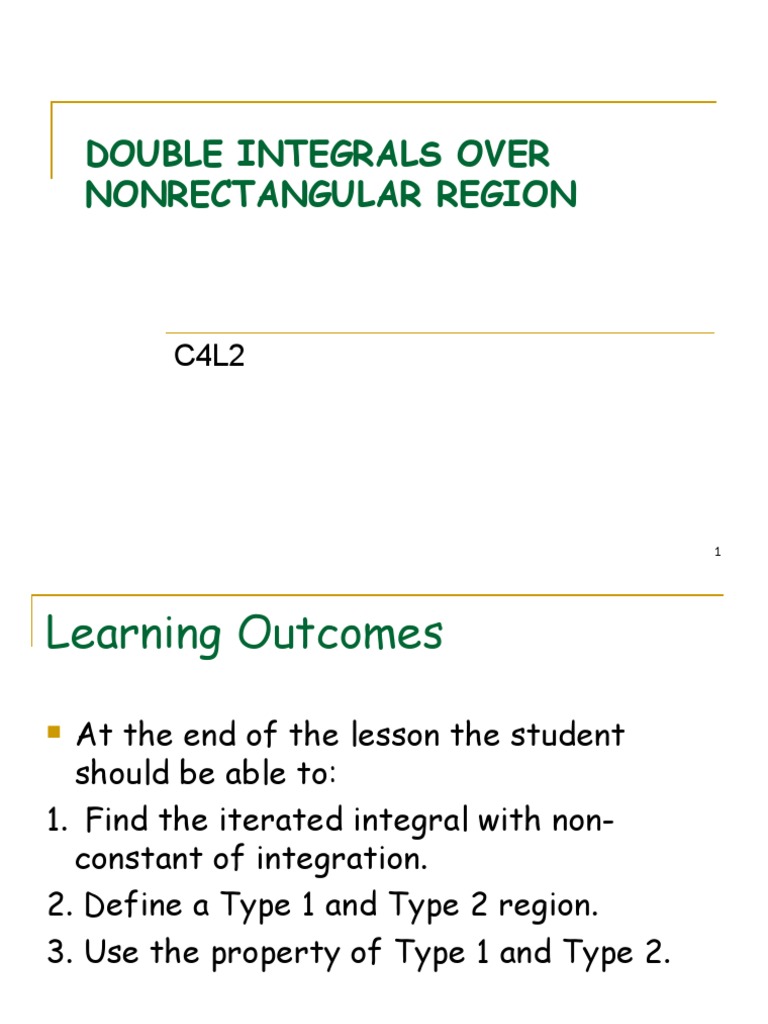 c4l2 Double Integrals Over Nonrectangular Region | PDF | Integral | Calculus