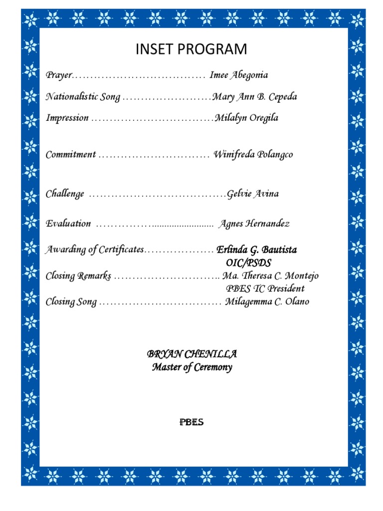 Inset Closing Program2013 | PDF