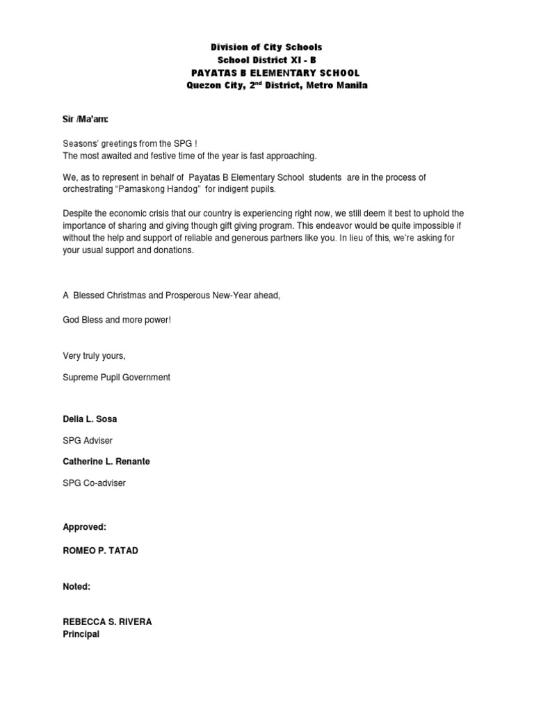 Solicitation Letter SPG | PDF | Christmas