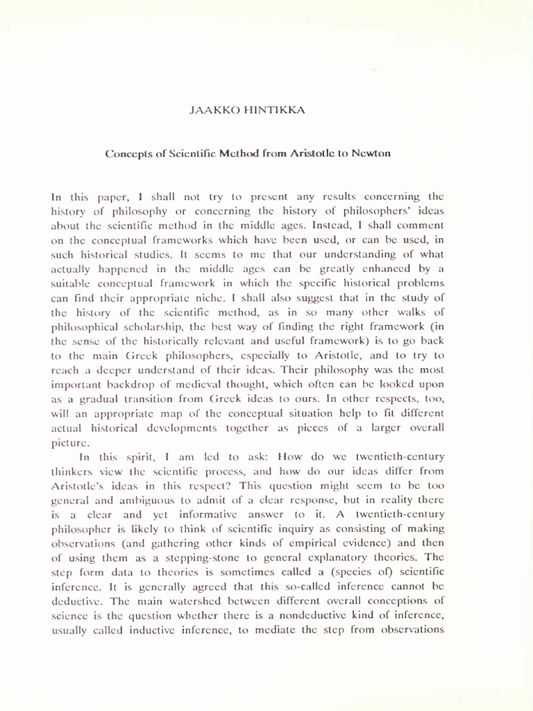 Concepts of Scientific Method From Aristotle To Newton | PDF