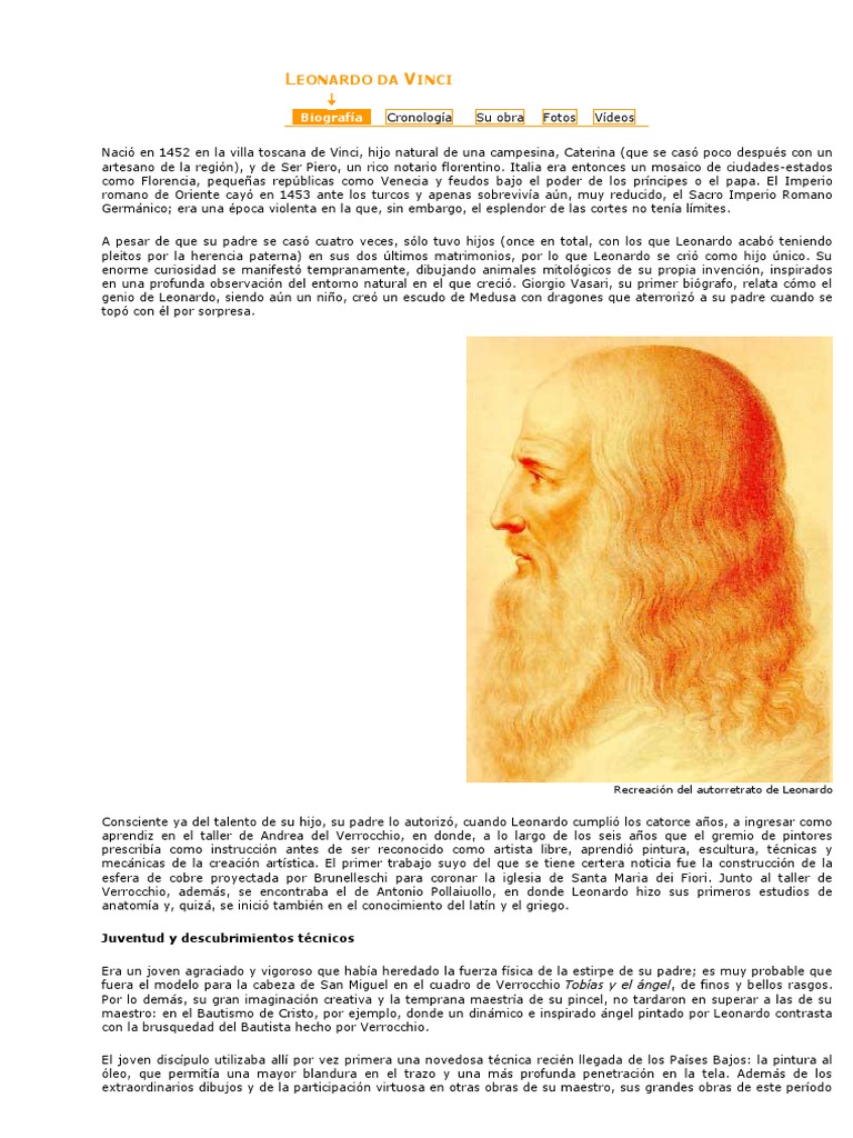 Biografía de Leonardo da Vinci | PDF | Leonardo Da Vinci | Pinturas