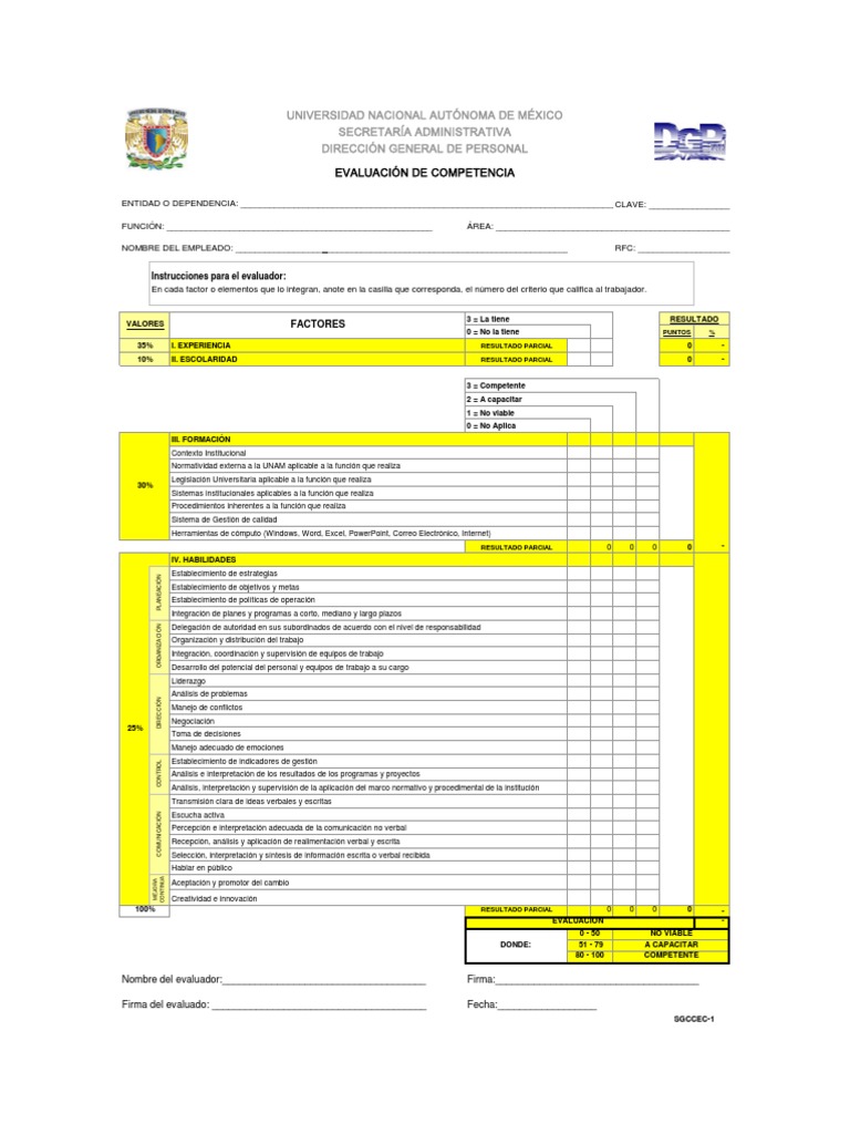 Evaluación de Competencias UNAM | PDF