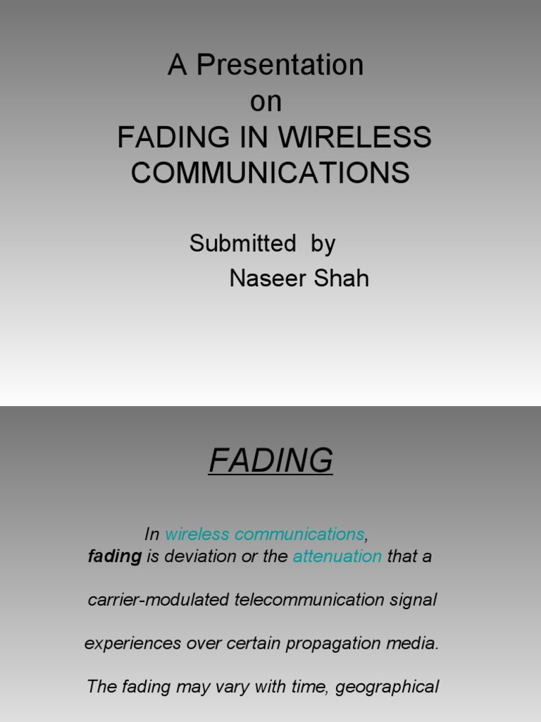 A Presentation On Fading in Wireless Communications | PDF | Information ...