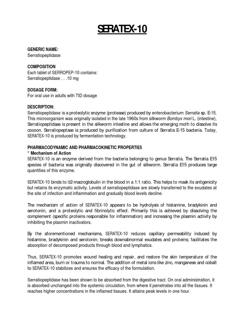 Seratex-10: Generic Name | PDF | Mucus | Inflammation