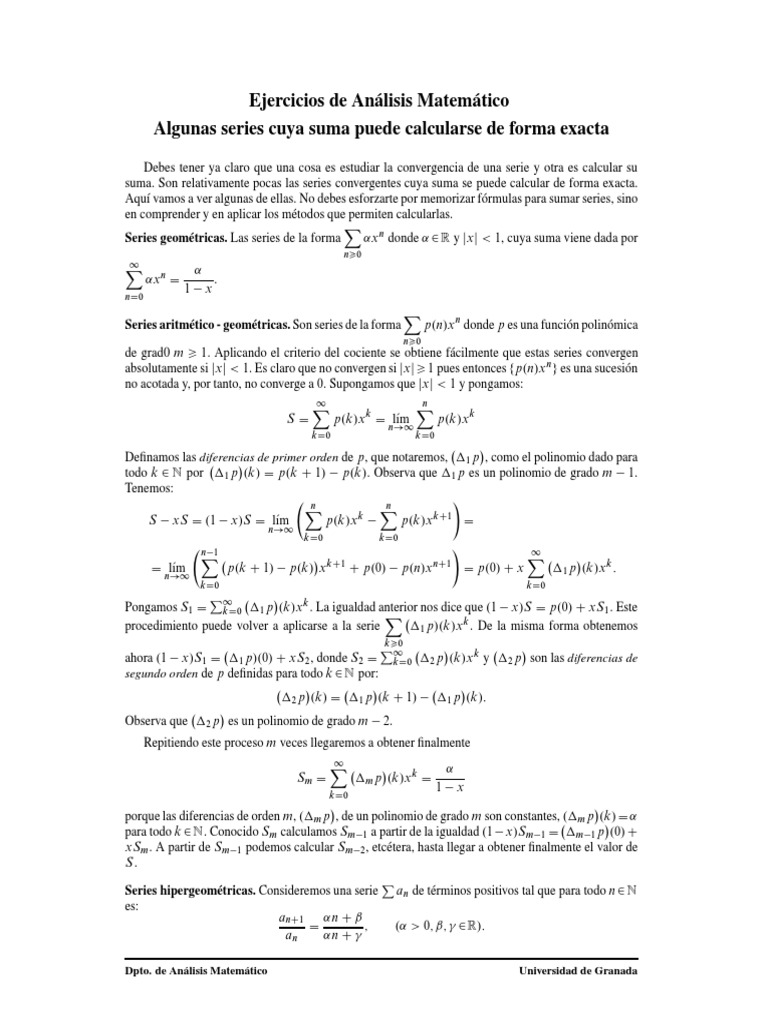 Series Sumables | PDF | Fracción (Matemáticas) | Número racional