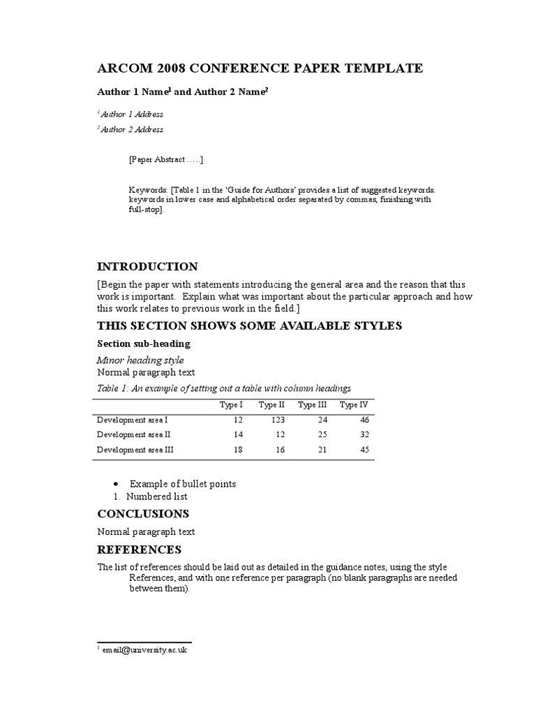 ARCOM 2008 Conference Paper Template | PDF