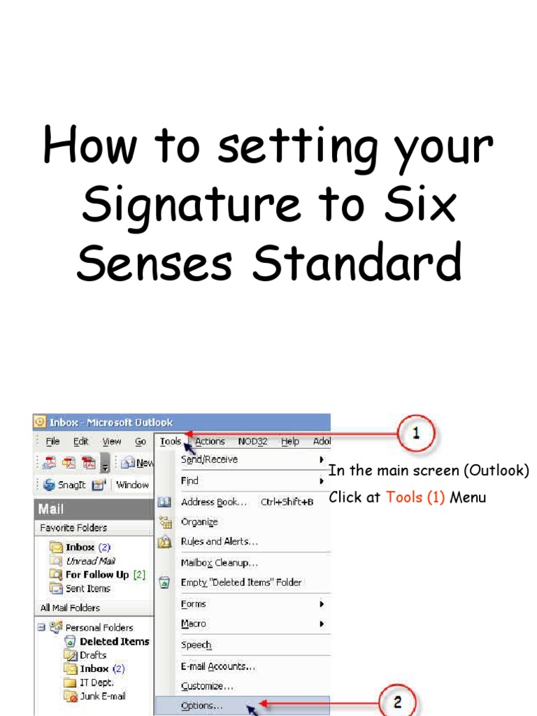 How To Setting E-Mail Signatures | PDF | Control Key | Microsoft Outlook