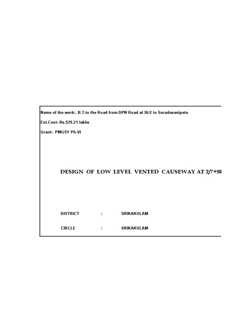 Design of Vented Causeway in Srikakulam | PDF | Civil Engineering | Area