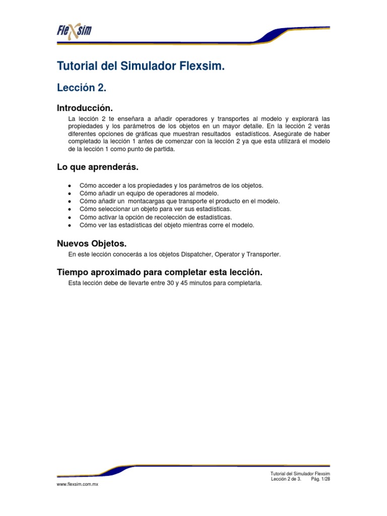 Tutorial Flexsim en Español - Lección 2 PDF | PDF