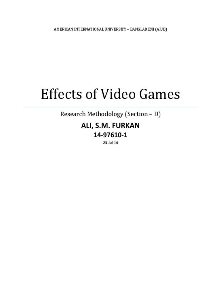 Effects of Video Games | PDF | Video Games | Median