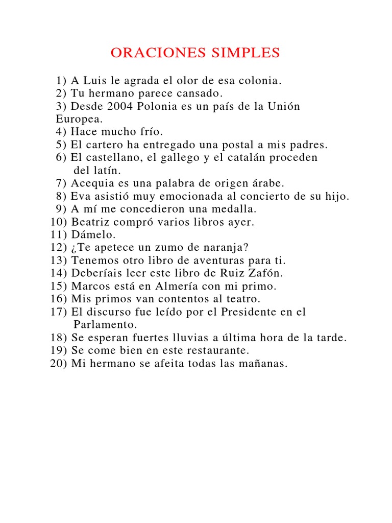 Listado de Oraciones Simples.1 | PDF