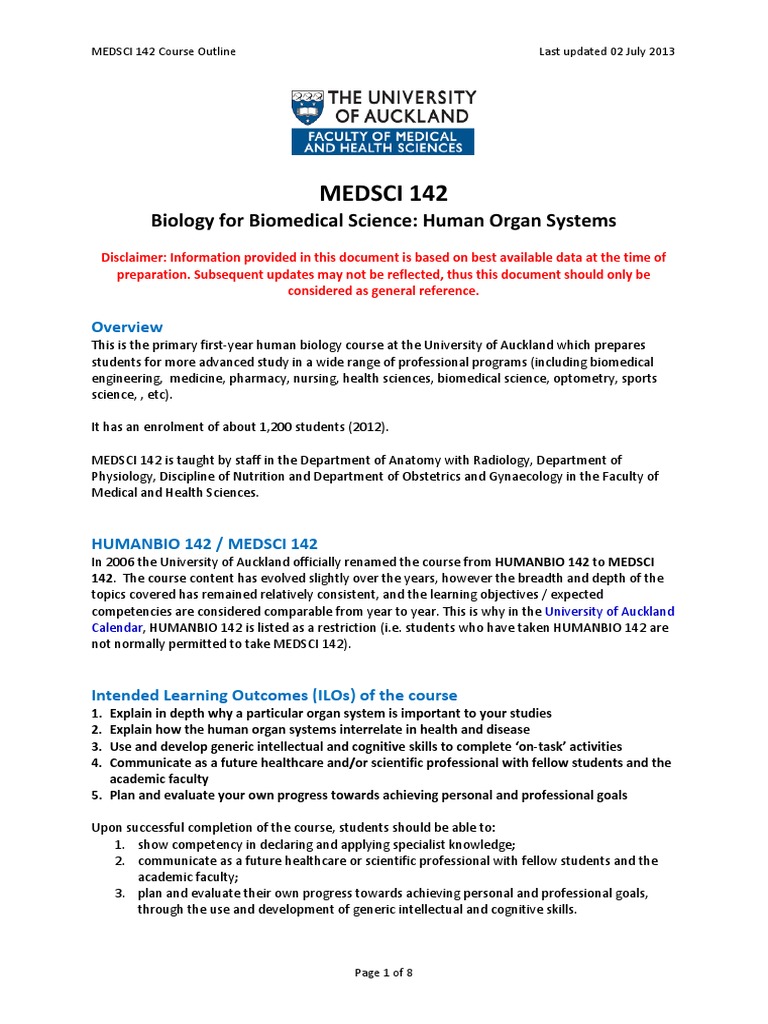 MEDSCI 142 Course Overview and Details | PDF | Lung | Respiratory Tract