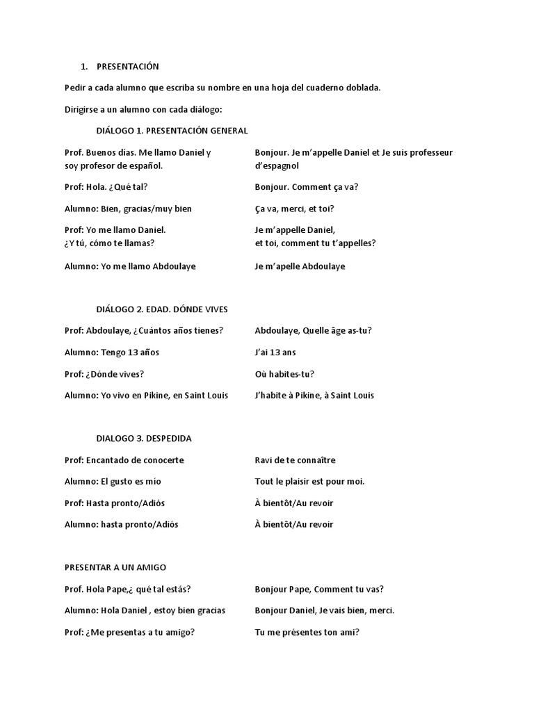 Leccion 1. Presentacion Enseñanza Español ELE A1 | PDF | Comida y ...