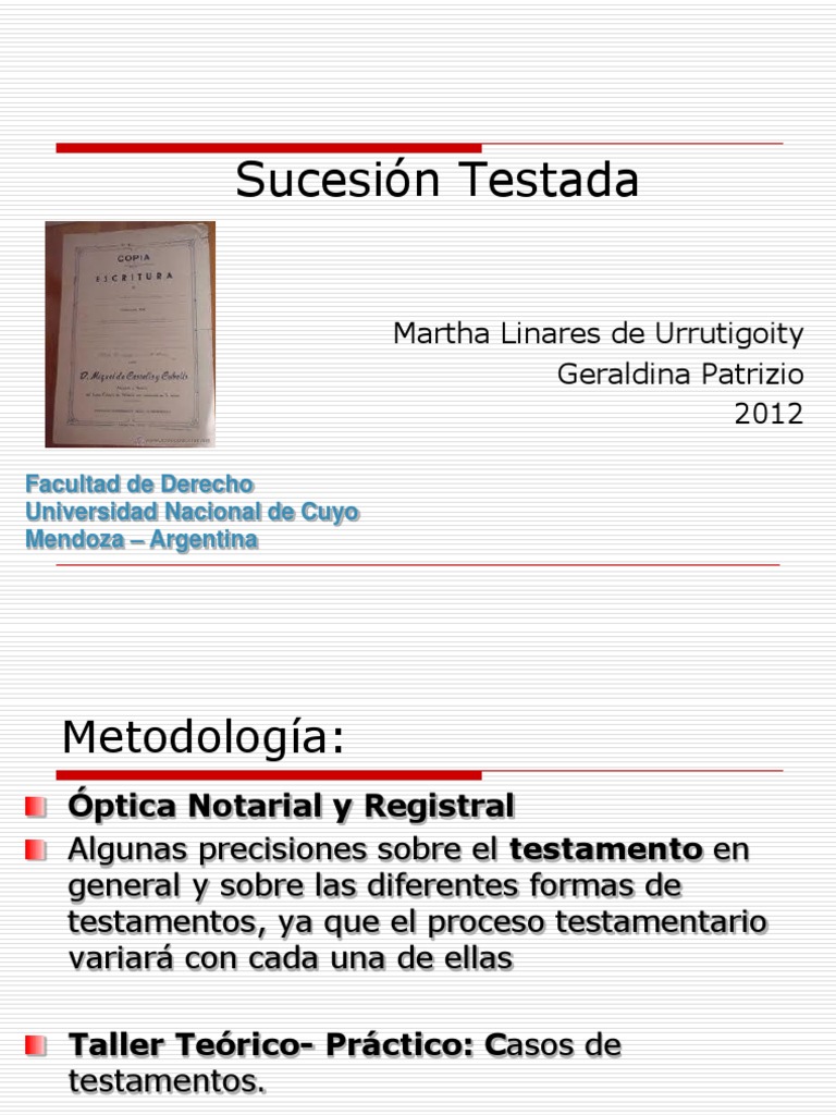 Sucesión Testada y Testamentos en Argentina | PDF | Voluntad y ...