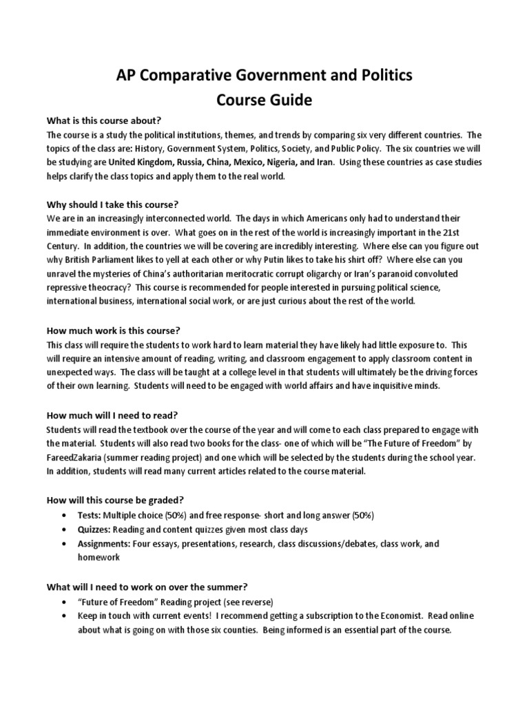 AP Comparative Government and Politics Course Guide: What Is This ...