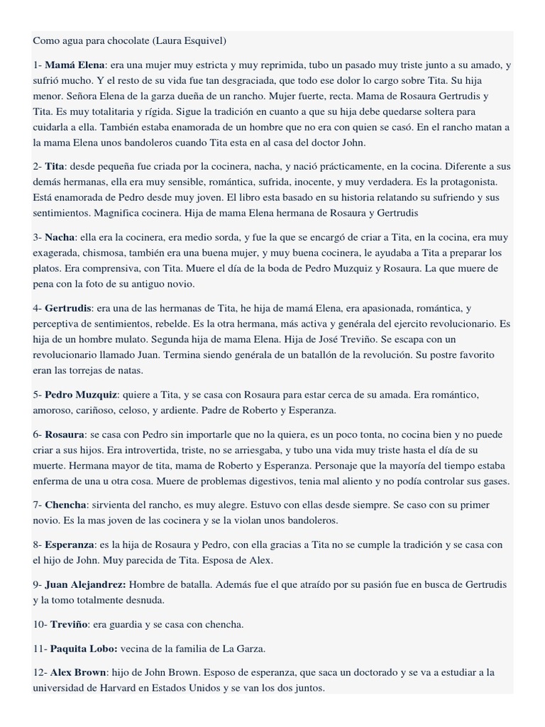 Como Agua para Chocolate | PDF | Alimentos