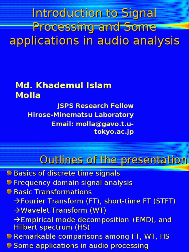 Introduction To Signal Processing | PDF | Wavelet | Principal Component ...