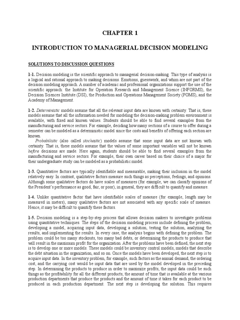 Solution Manual For Managerial Decision Modeling With Spreadsheets 3rd Edition by Balakrishnan ...