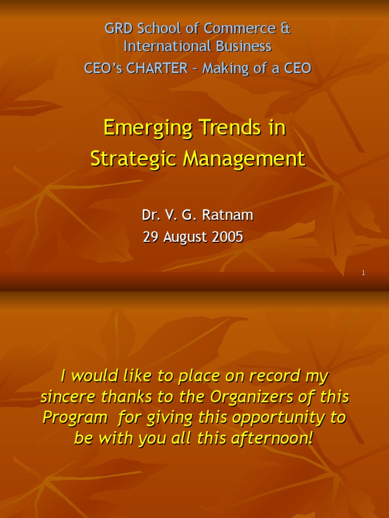 Emerging Trends in Strategic Management | PDF | Strategic Management ...