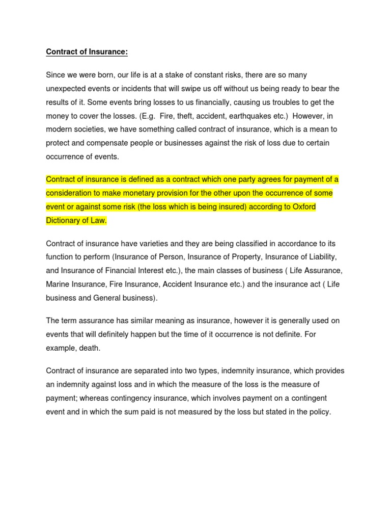 Understanding the Key Elements of an Insurance Contract: Insured ...