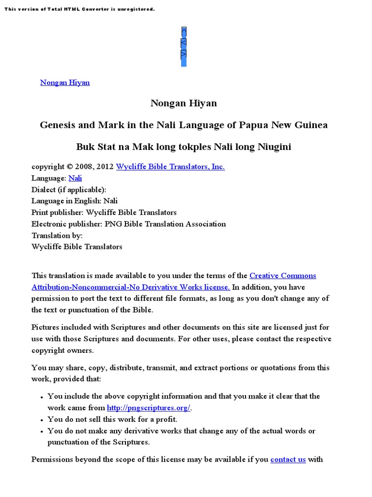 Nali Bible Papua New Guinea | PDF