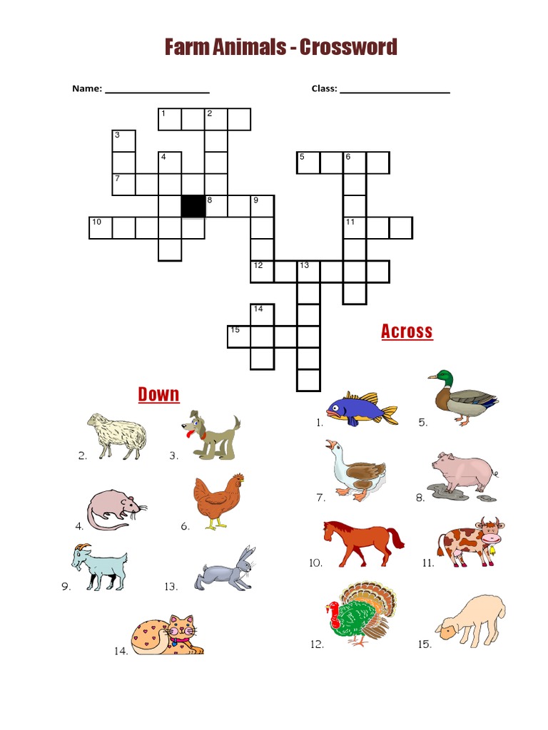 Farm Animals Crossword | PDF | Language Arts & Discipline