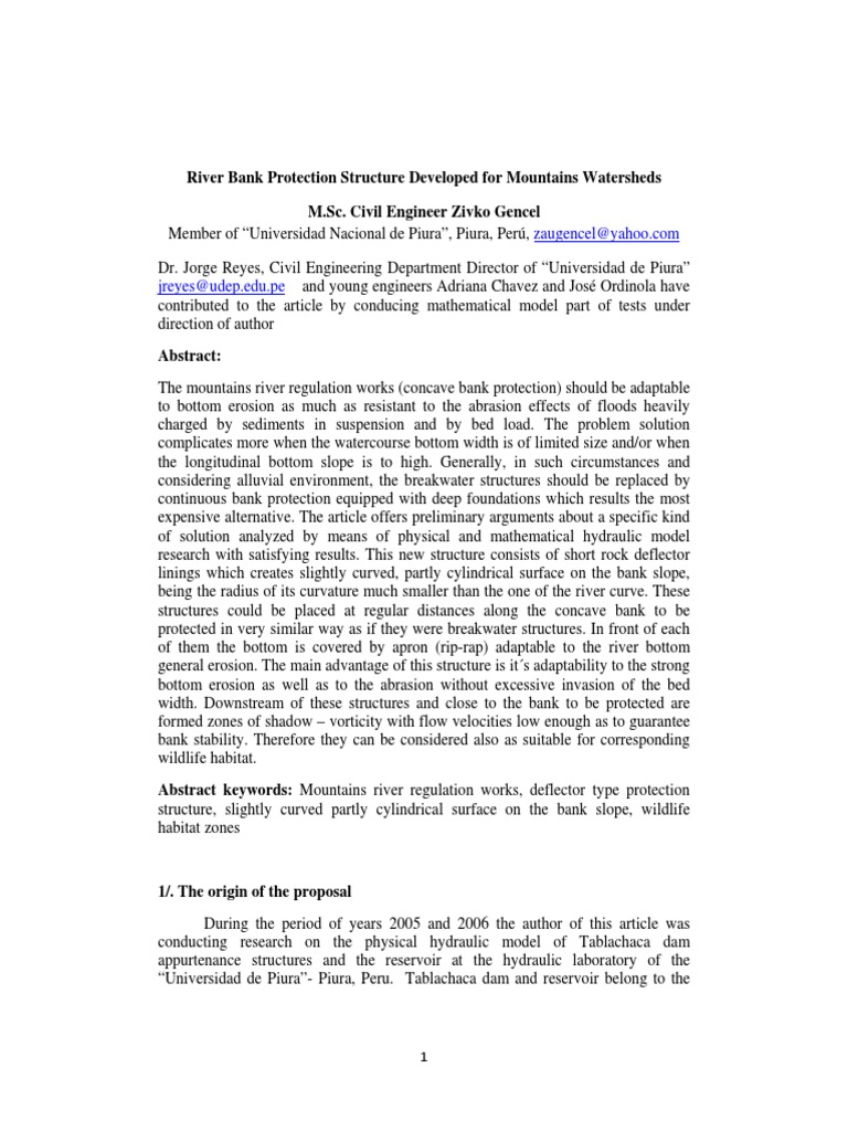 River Bank Protection Structure Developed for Mountains Watersheds ...