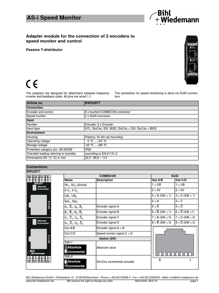 AS-i Speed Monitor Adapter BWU2045 | PDF | Teaching Methods & Materials ...