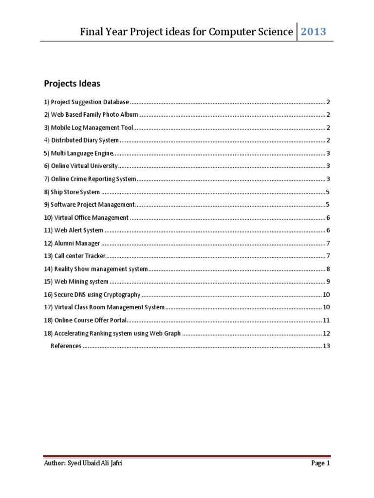 Final Year Project Ideas For Computer Science | Download Free PDF ...