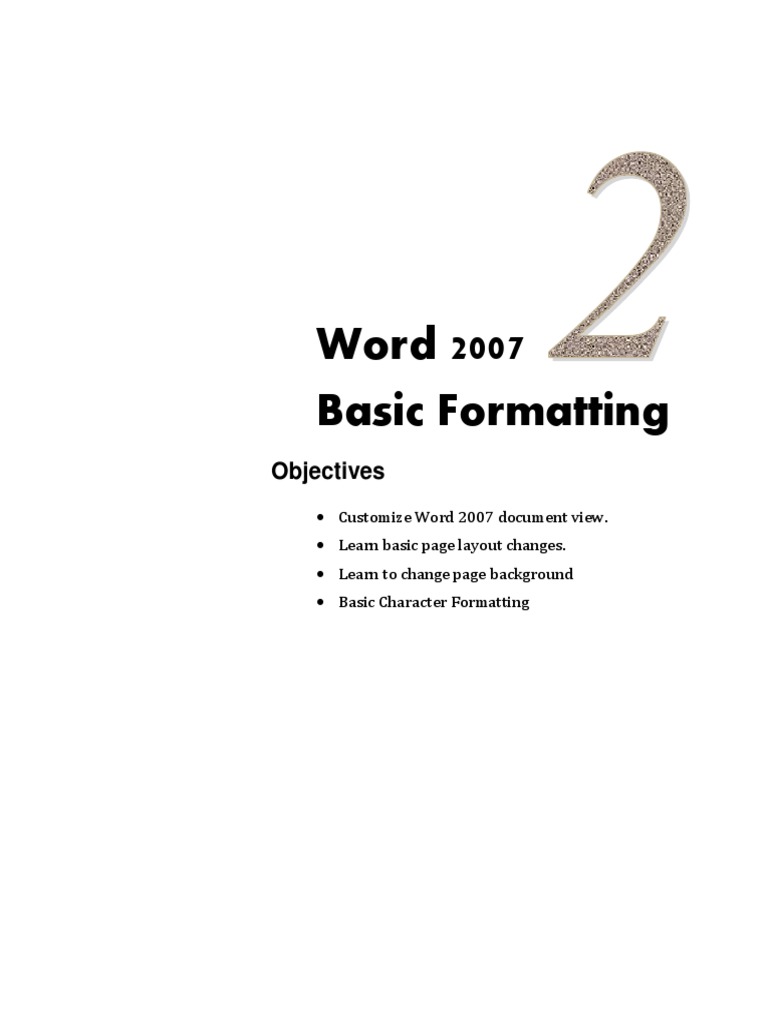 Lesson 02 - Basic Formatting | PDF | Page Layout | Keyboard Shortcut