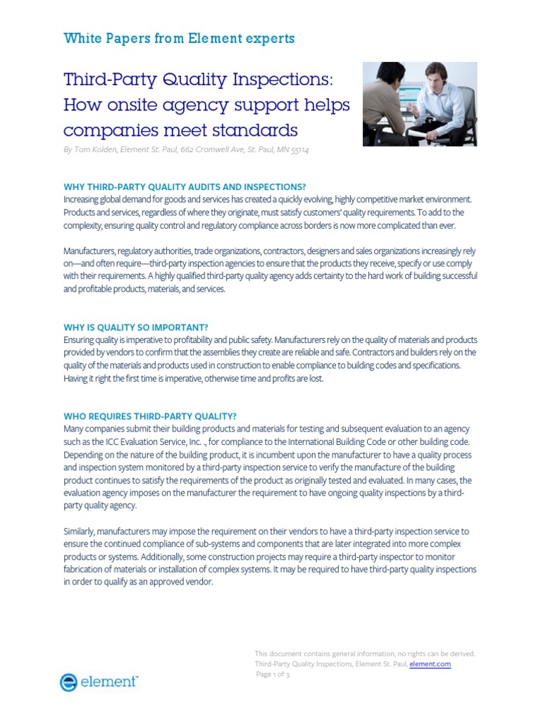 Third-Party Quality Inspections: How Onsite Agency Support Helps Companies Meet Standards | PDF ...