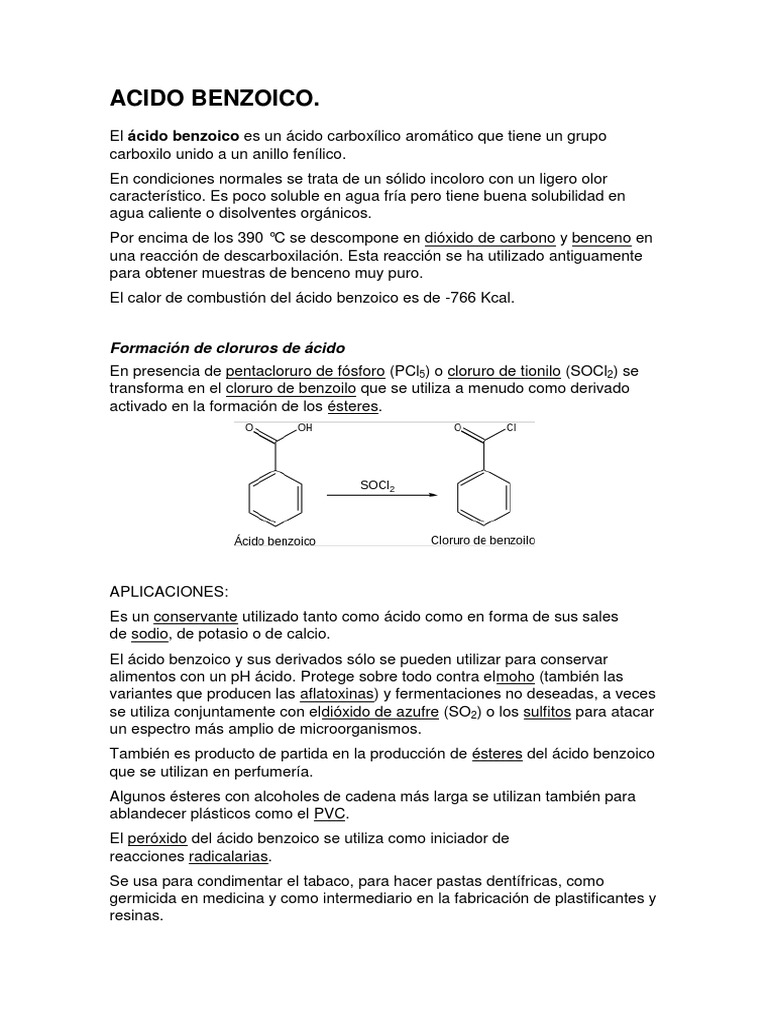 ácido benzoico | Compuestos químicos | Sustancias químicas