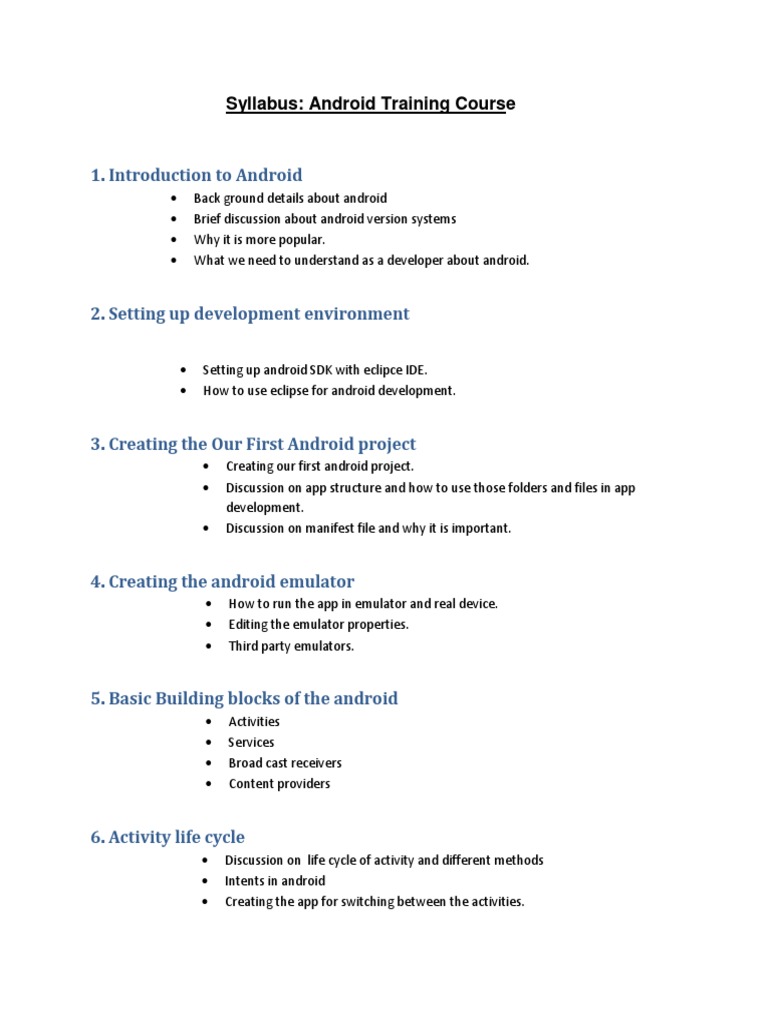 Android Sylabus | PDF | Android (Operating System) | Application Software