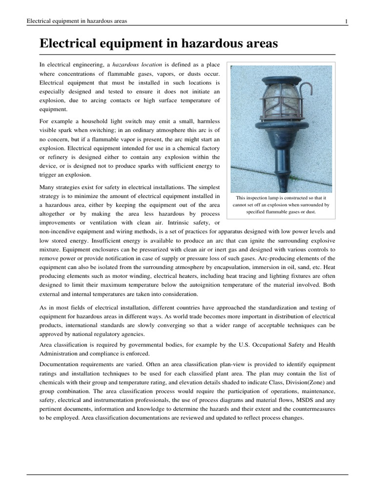 Electrical Equipment in Hazardous Areas | PDF | Materials | Nature