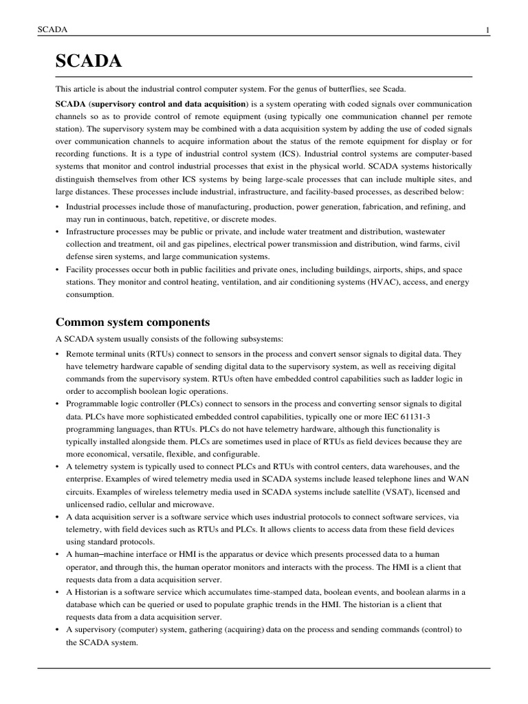 Scada: Common System Components | PDF | Scada | Programmable Logic Controller