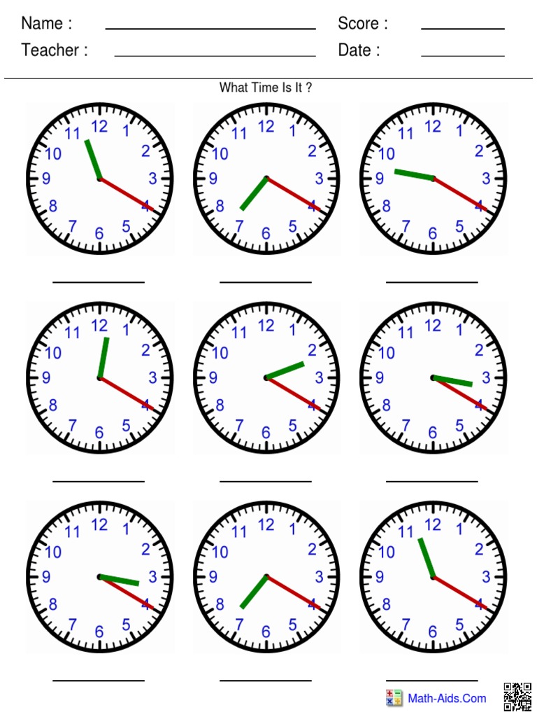 Telling Time Hands | PDF
