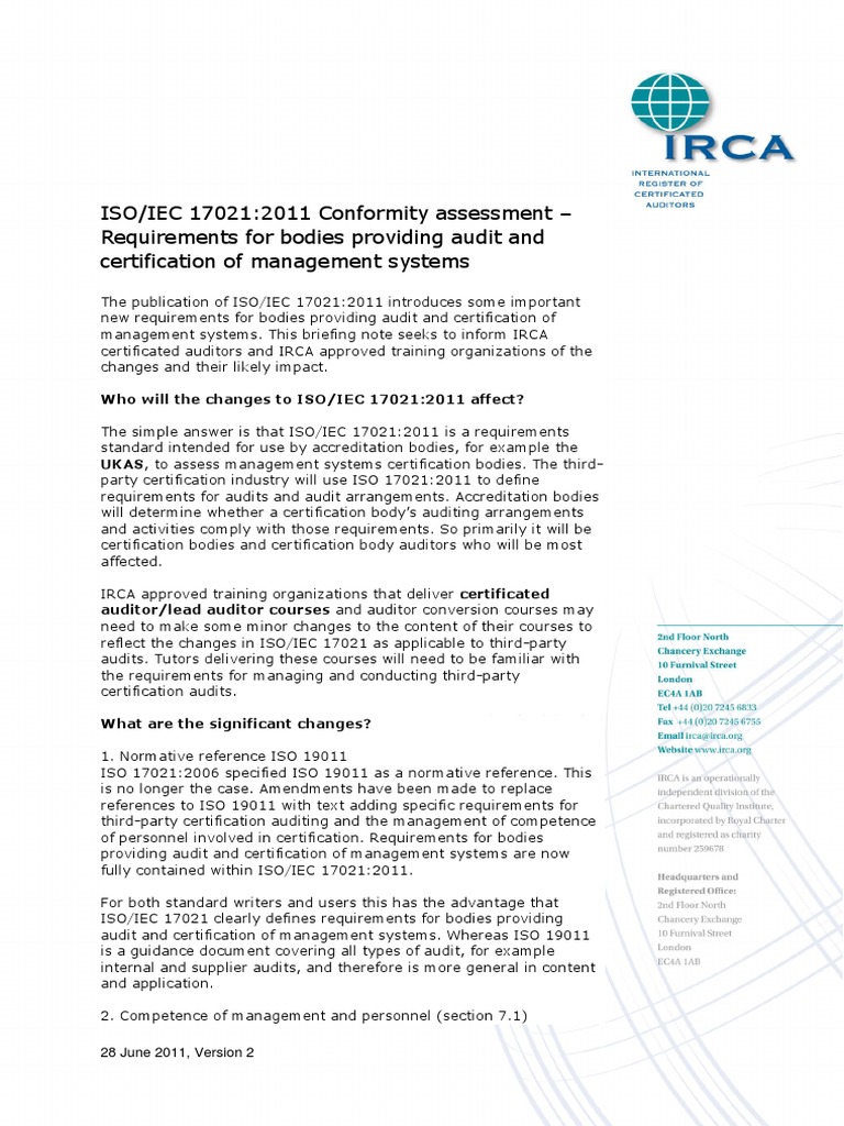 Review of ISO 17021 V2 | PDF | Professional Certification | Audit
