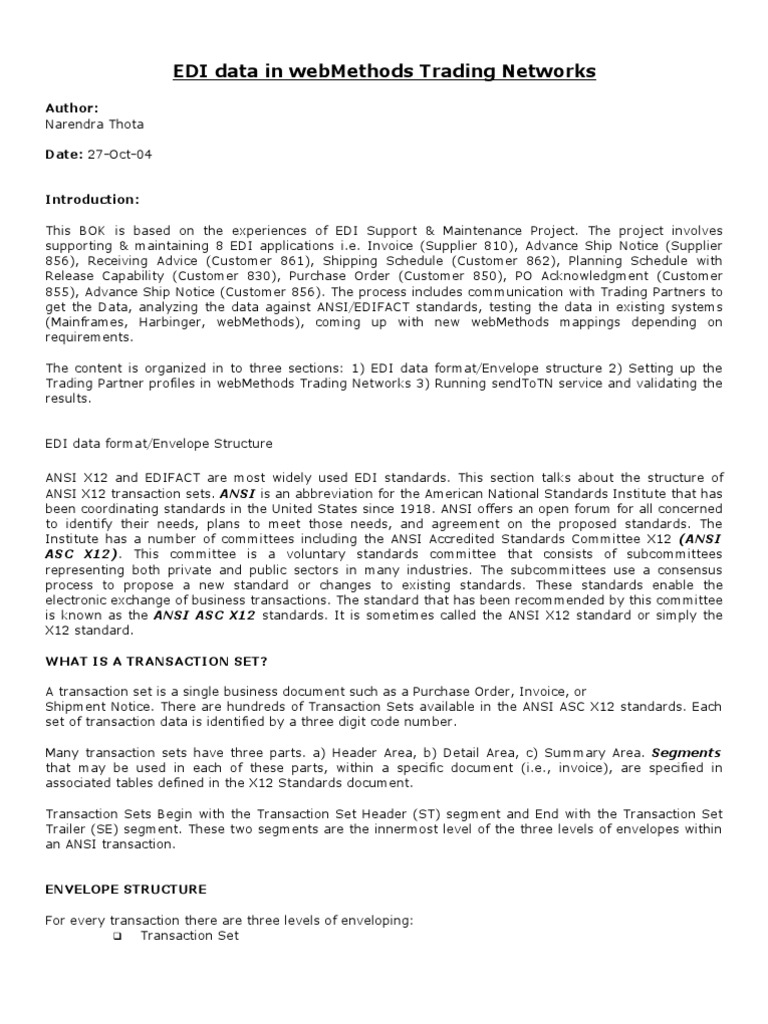 EDI Data in Webmethods | PDF | Electronic Data Interchange | Computer Data