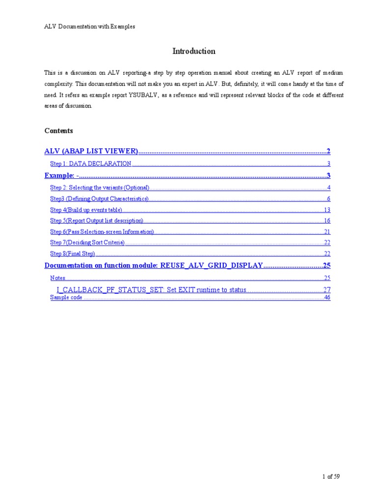ALV Tables | PDF | Data | Computer Data