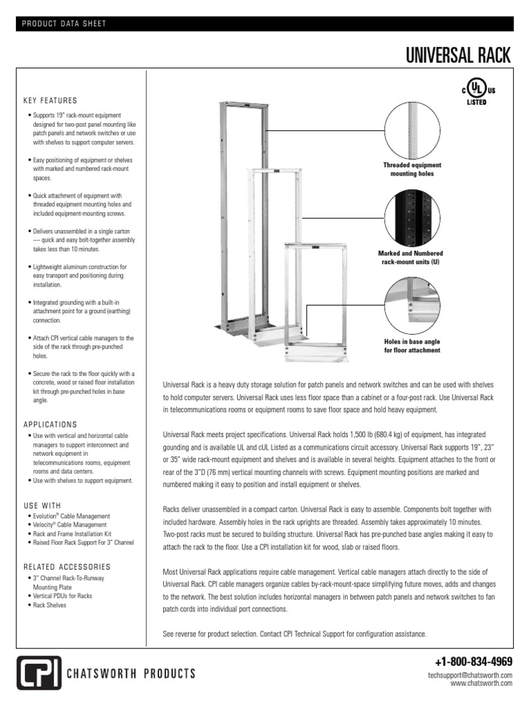 Universal Rack: Product Data Sheet | PDF | Equipment | Manufactured Goods