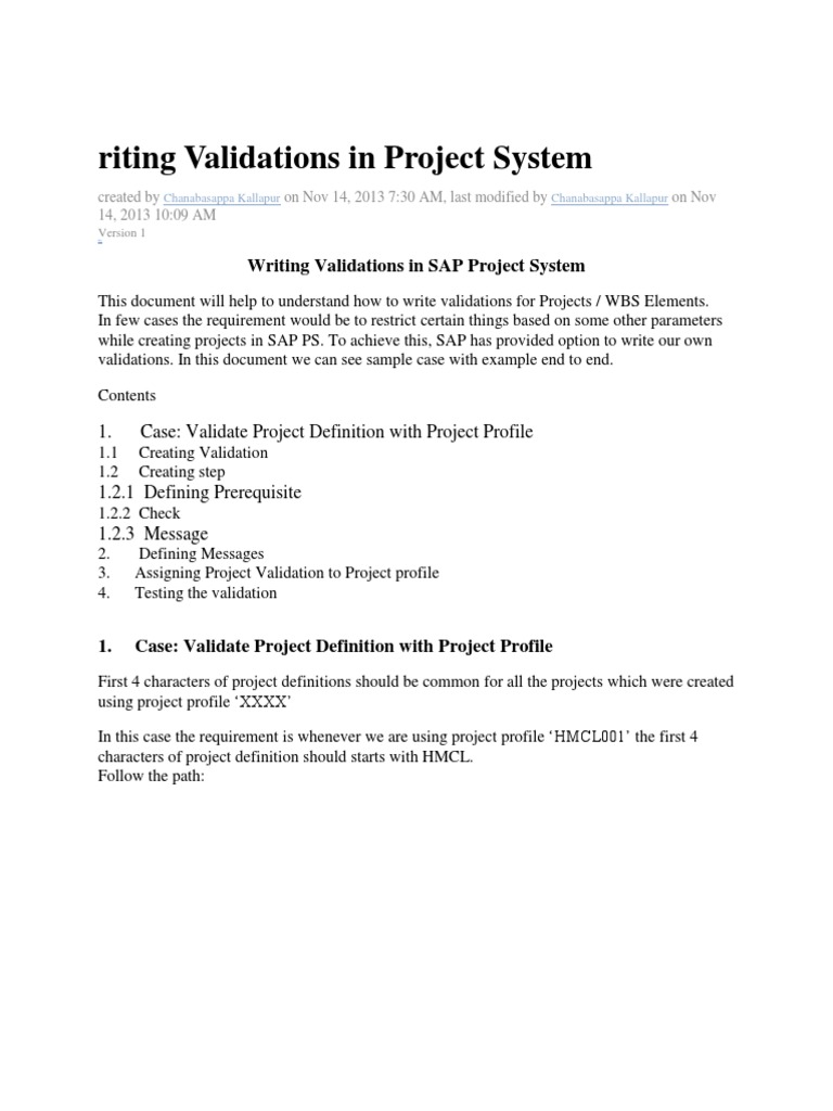 Writing Validations in SAP PS | PDF | Information Technology Management ...