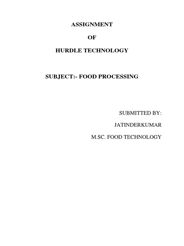 Hurdle Technology in Food Preservation | PDF | Food Preservation ...