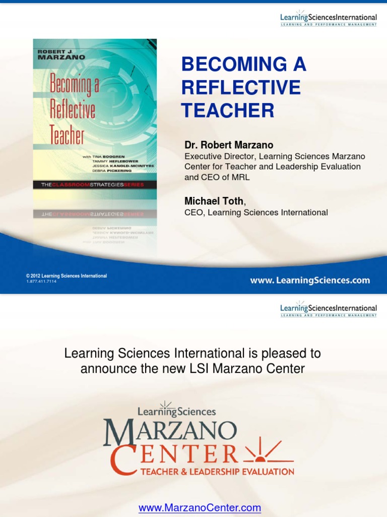 DR Marzano Webinar Becoming Reflective Teacher | PDF | Teachers | Science