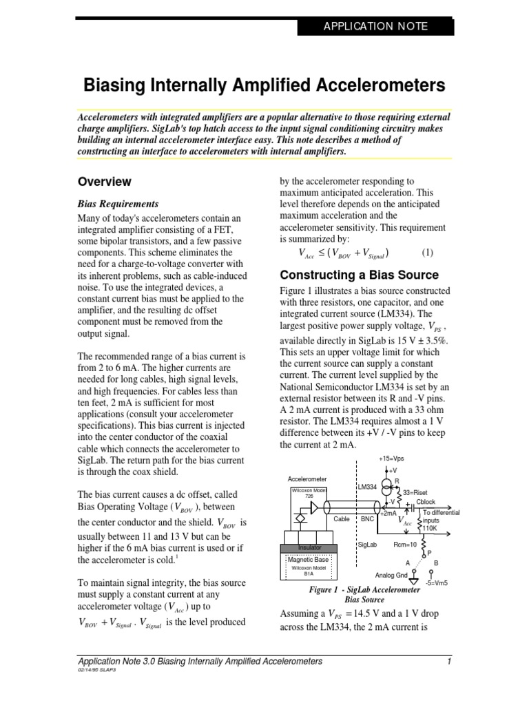 Biasing Internally Amplified Accelerometers: Bias Requirements | PDF ...