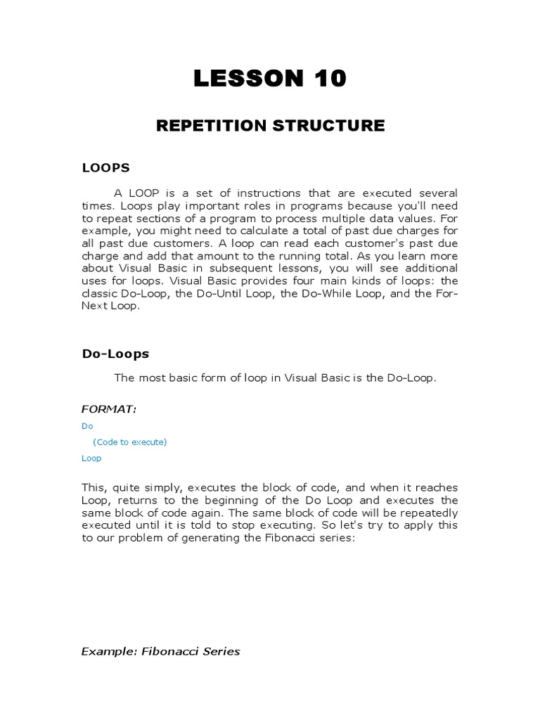 Visual Basic Loop Structures Explained | PDF | Control Flow | Computer Programming