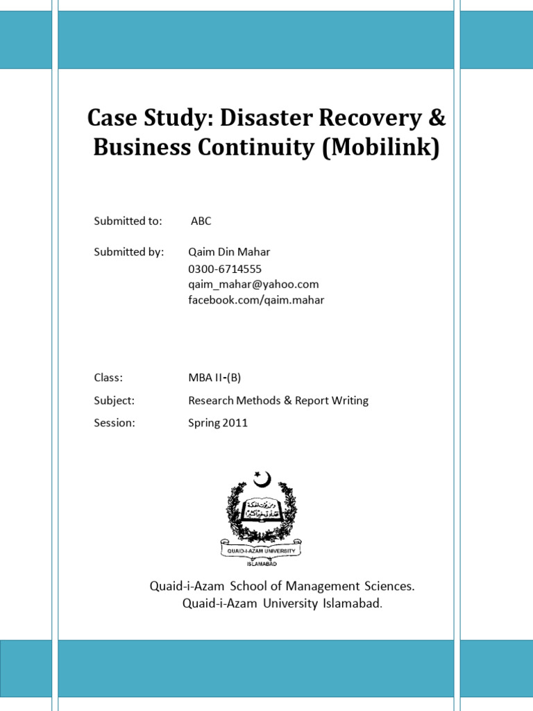 The Mobilink Disaster-Case Study | Disaster Recovery | Business Continuity